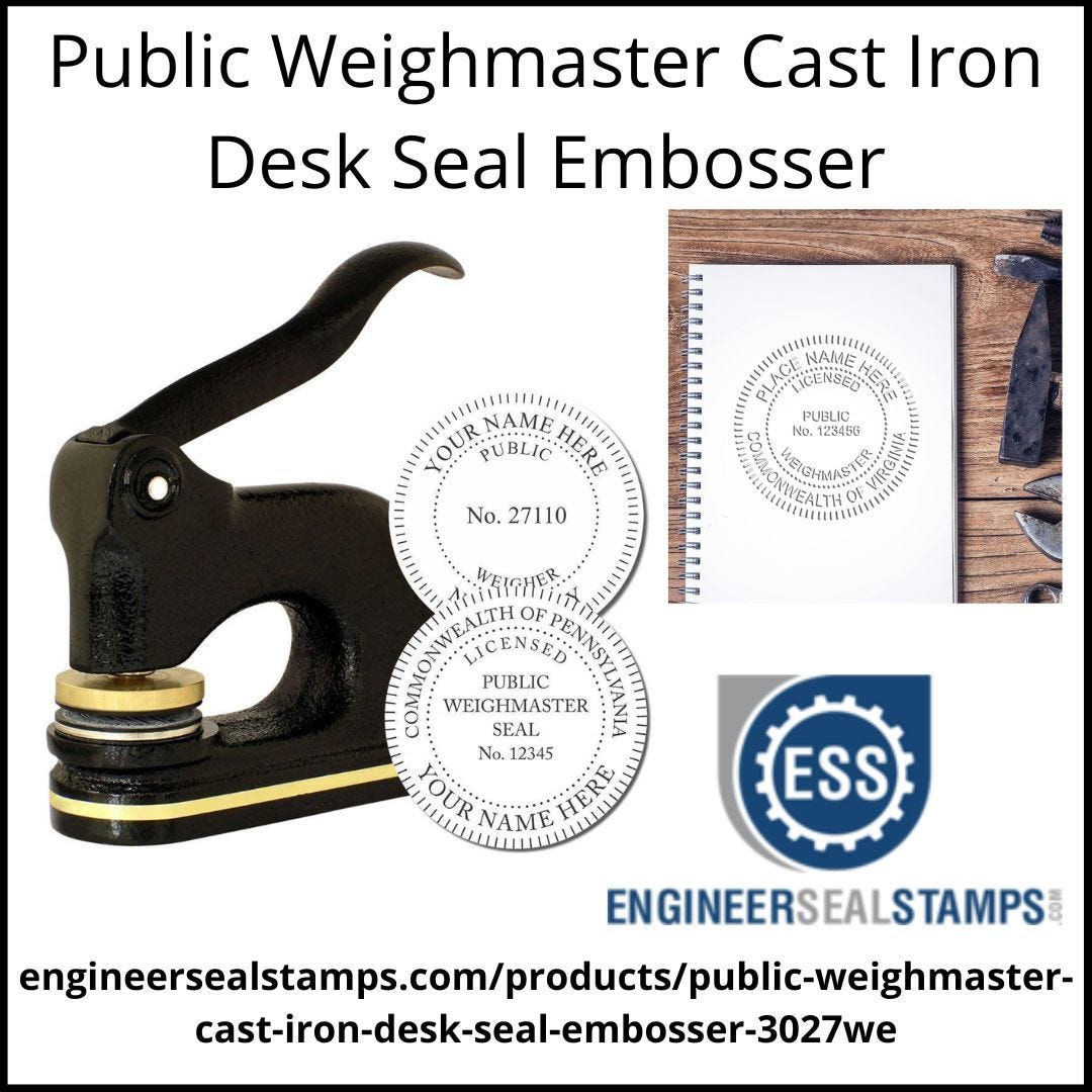 Public Weighmaster Cast Iron Desk Seal Embosser | by Engineer Seal ...