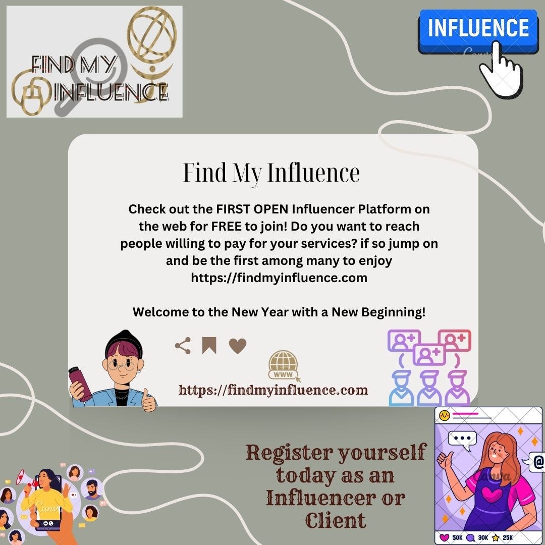 Check out the FIRST OPEN Influencer Platform on the web FREE to join ...