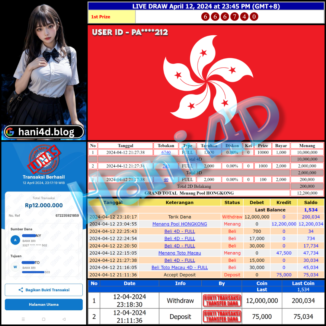 BUKTI WD#PA****212 - Hani4d - Medium