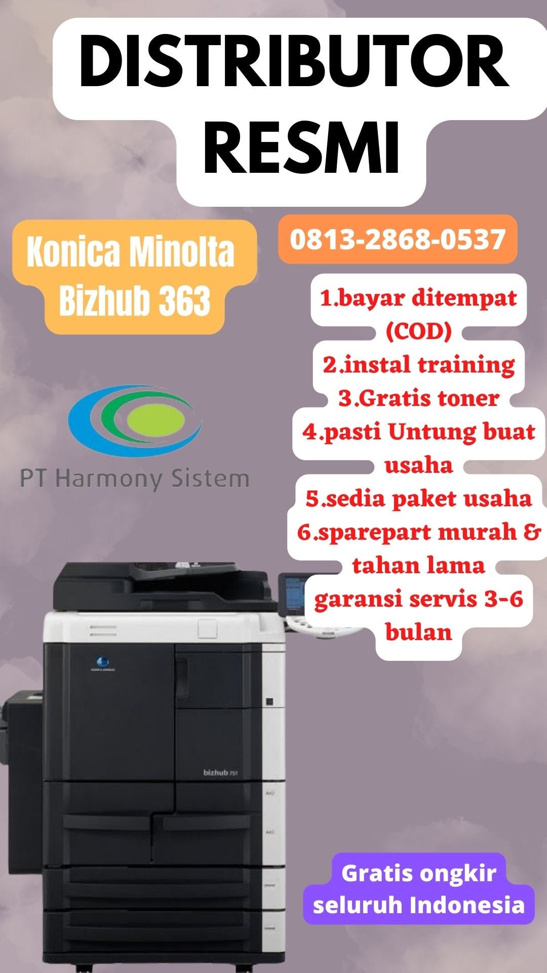 Distributor Resmi mesin fotocopy Konica Minolta 363 Ampenan Taman Sari Mataram ...