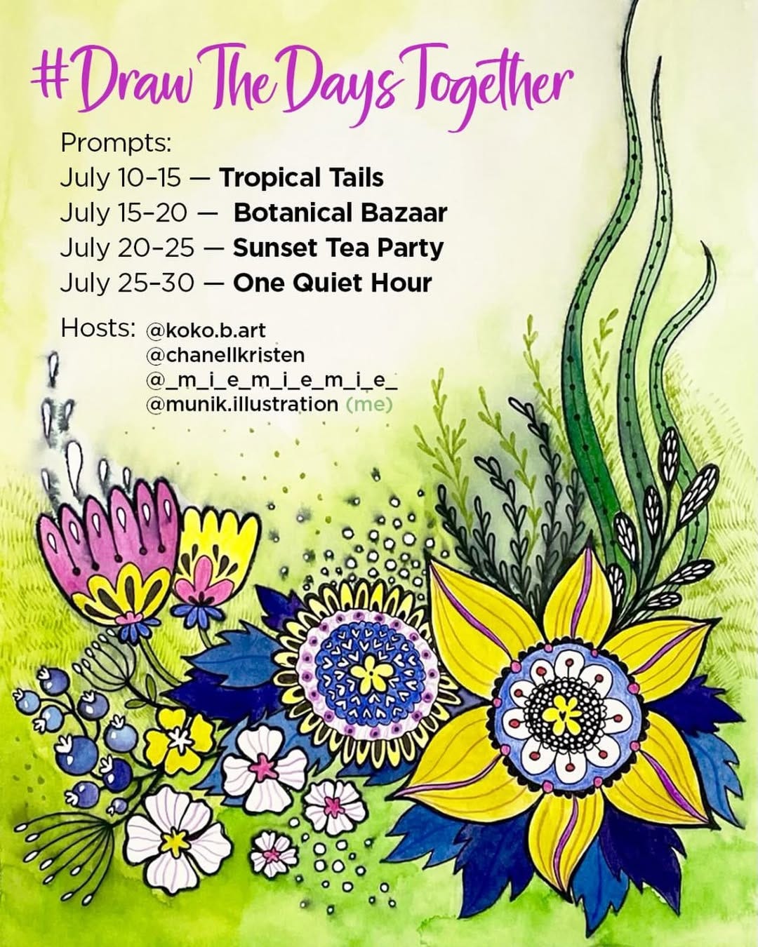 🌞 Draw the Days Together — A Gentle Art Challenge for July | by Munik ...