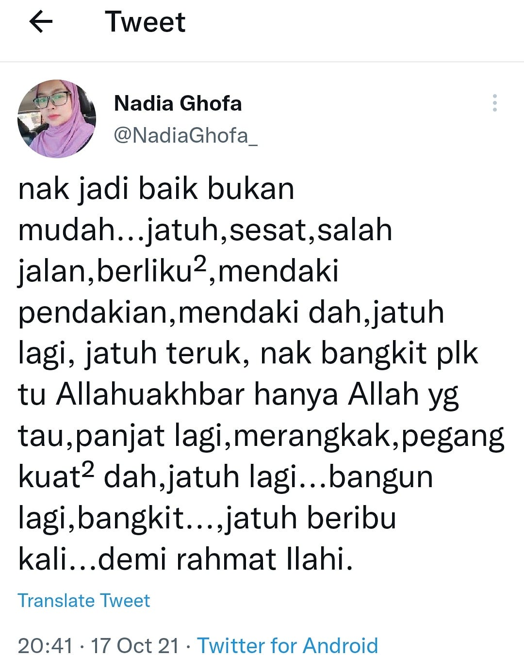 bukan mudah…. - Nadia Ghofa - Medium