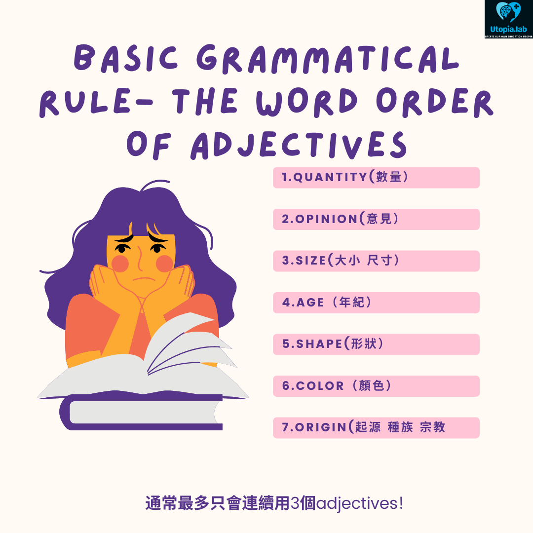 Basic grammatical rule- the word order of adjectives - utopia.1ab - Medium