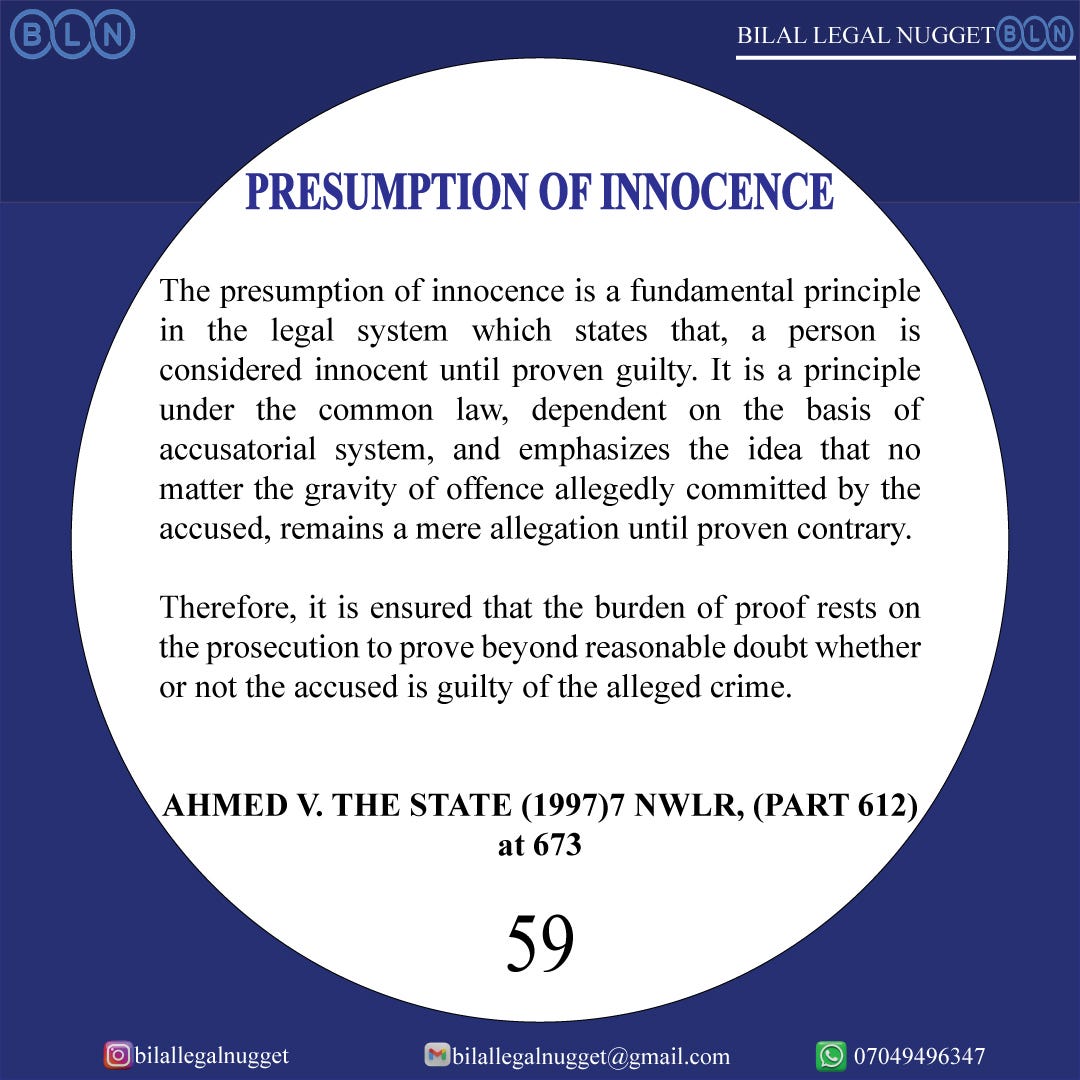 [59]. PRESUMPTION OF INNOCENCE UNDER THE CONSTITUTIONAL LAW OF NIGERIA. | by Bilal Legal Nugget ...