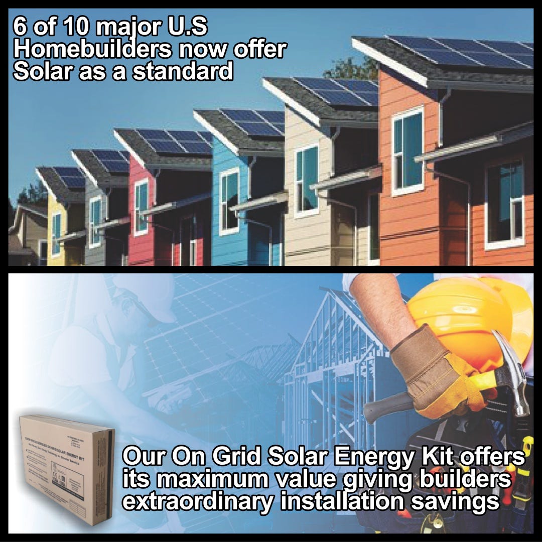 6 of 10 major U.S. Home-builders are offering Solar as a standard… | by ...