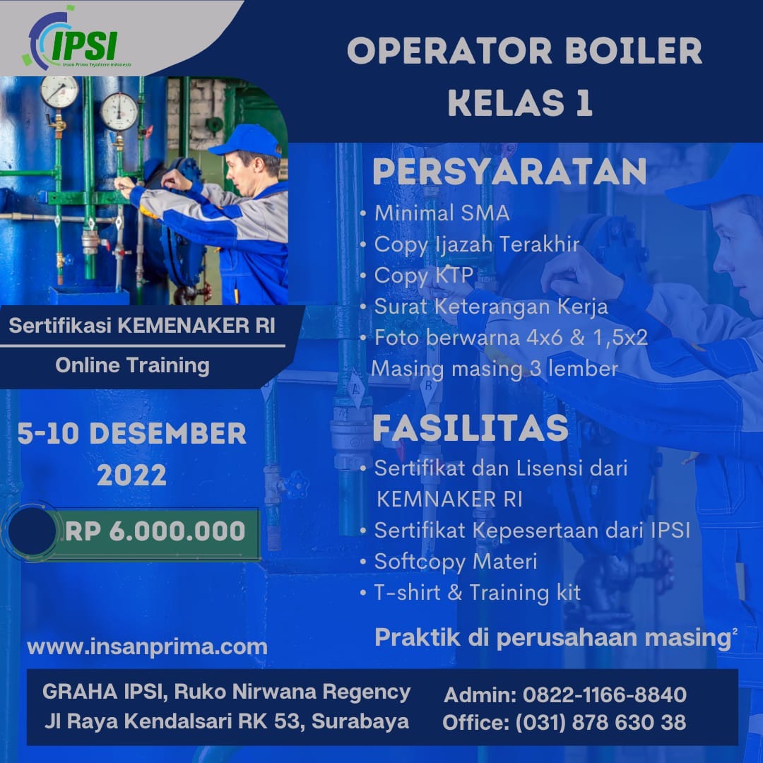OPERATOR BOILER KLS 1 TERLARIS, WA +62 822-1166-8840, PUSAT PELATIHAN ...