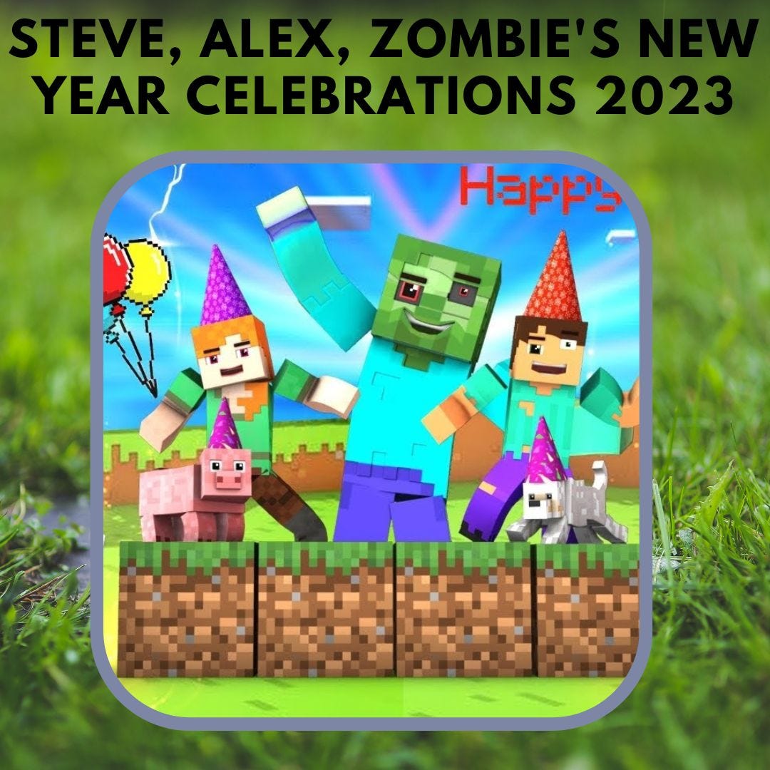 Steve, Alex, Zombie’s New Year Celebrations 2023 | Minecraft Gameplay ...