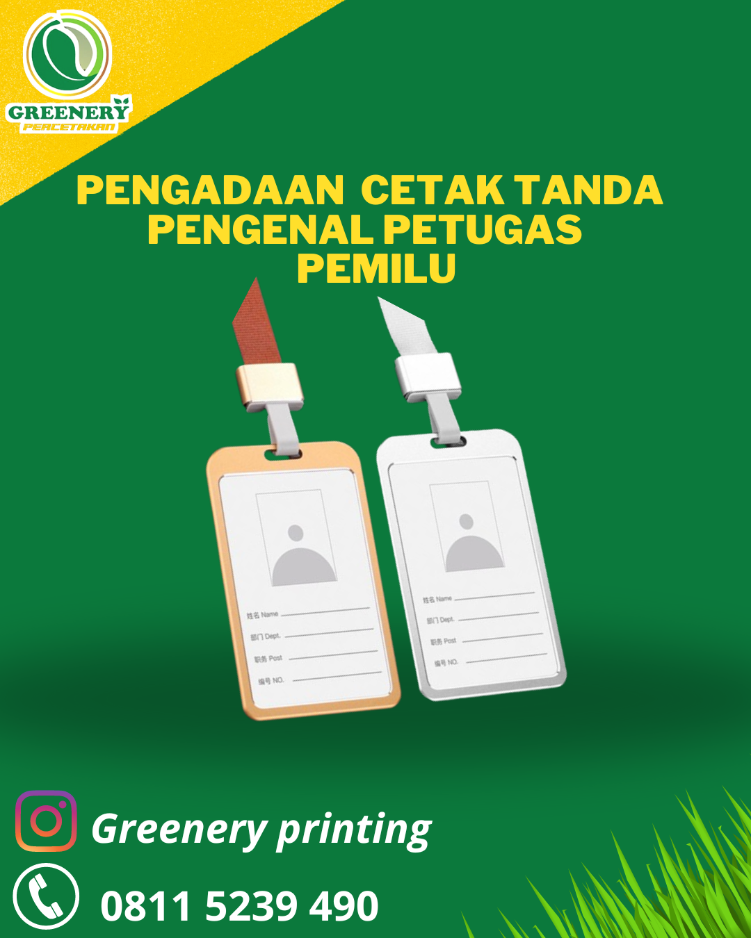 TERBAIK pengadaan cetak tanda pengenal petugas pemilu di Katingan. Hub 0811 5239 490 WA ...