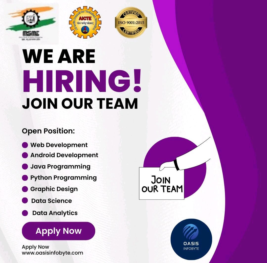 OASIS INFOBYTE AND IT’S INTERNSHIP - Fastweb - Medium