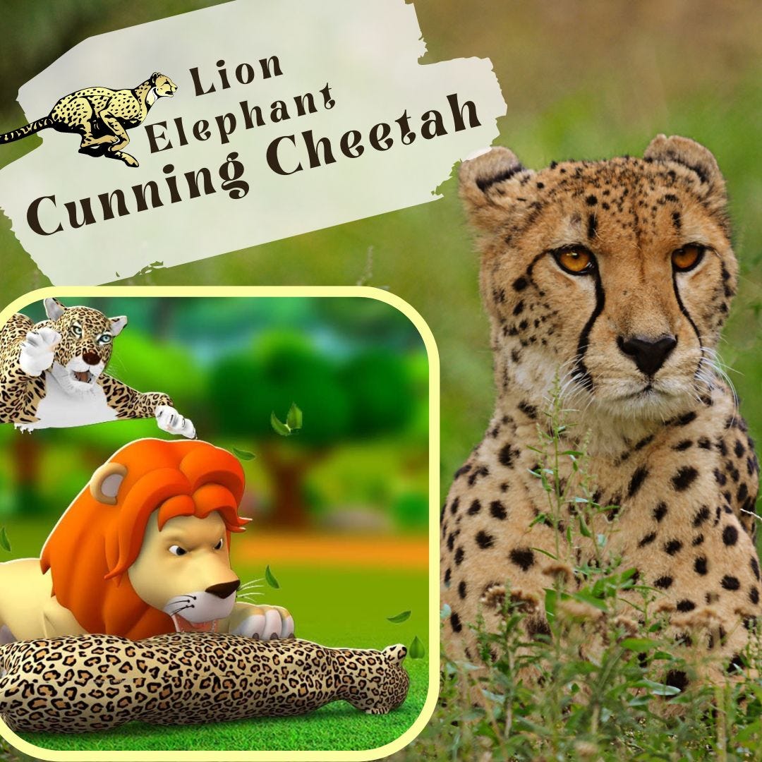 Lion Elephant Cunning Cheetah Telugu Kathalu Moral Stories JOJO TV - JOJO TV - Telugu Stories ...