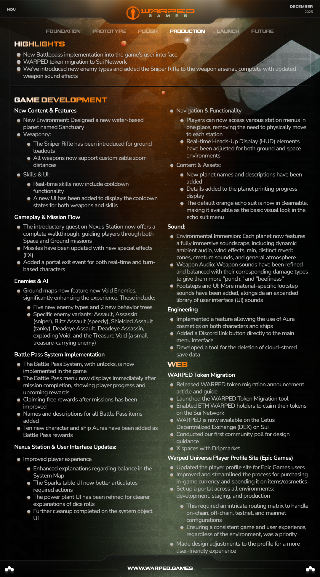 Warped Games: Monthly Dev Update — December 2025 | by Warped Games ...
