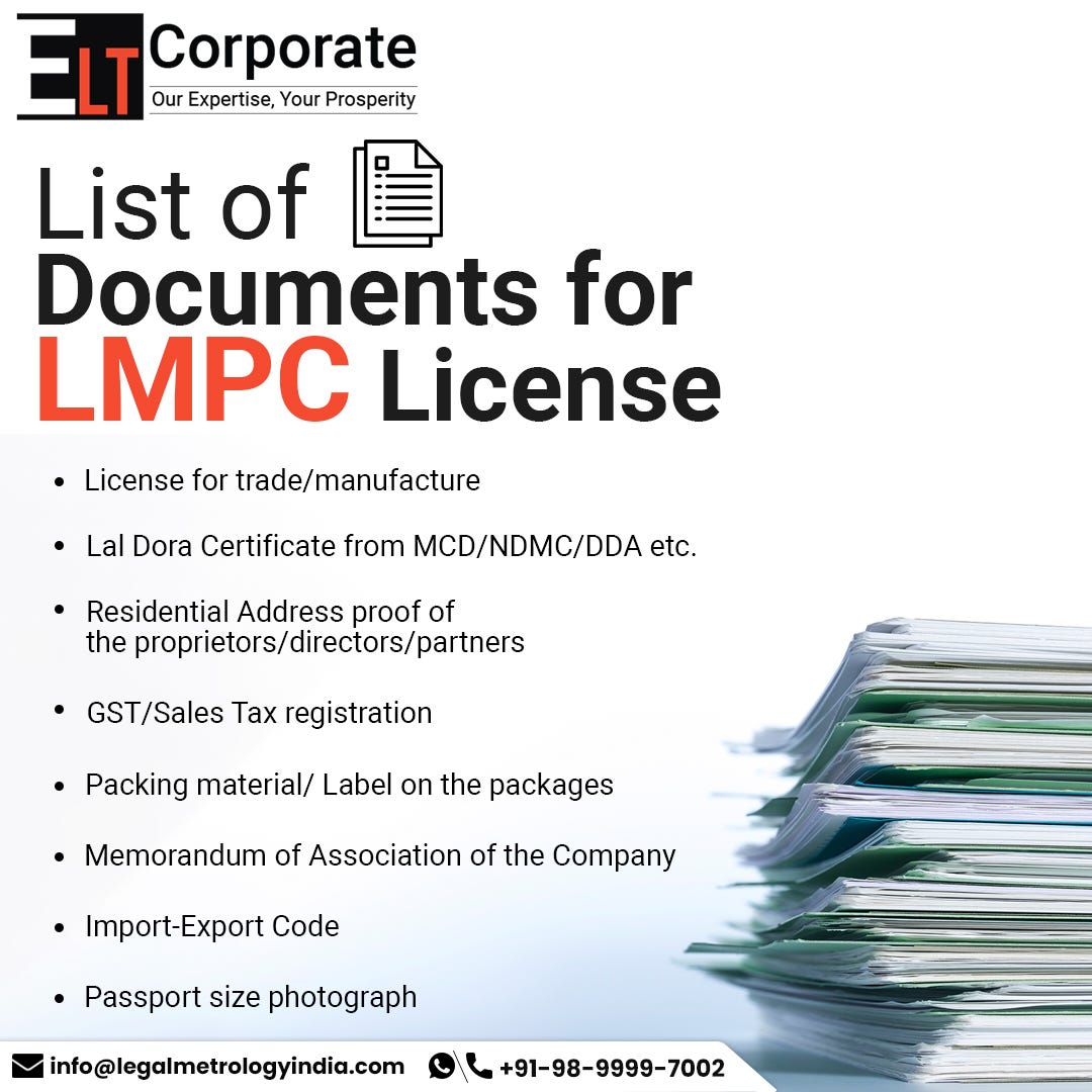 List of Documents for LMPC License - ELT Corporate Pvt. Ltd - Medium