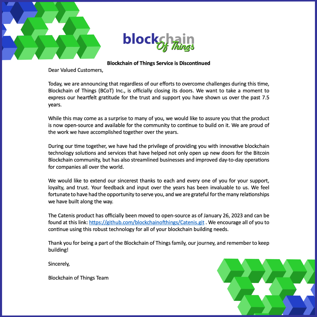 Thank you for 7.5 Years of Blockchain Building. Blockchain of Things ...
