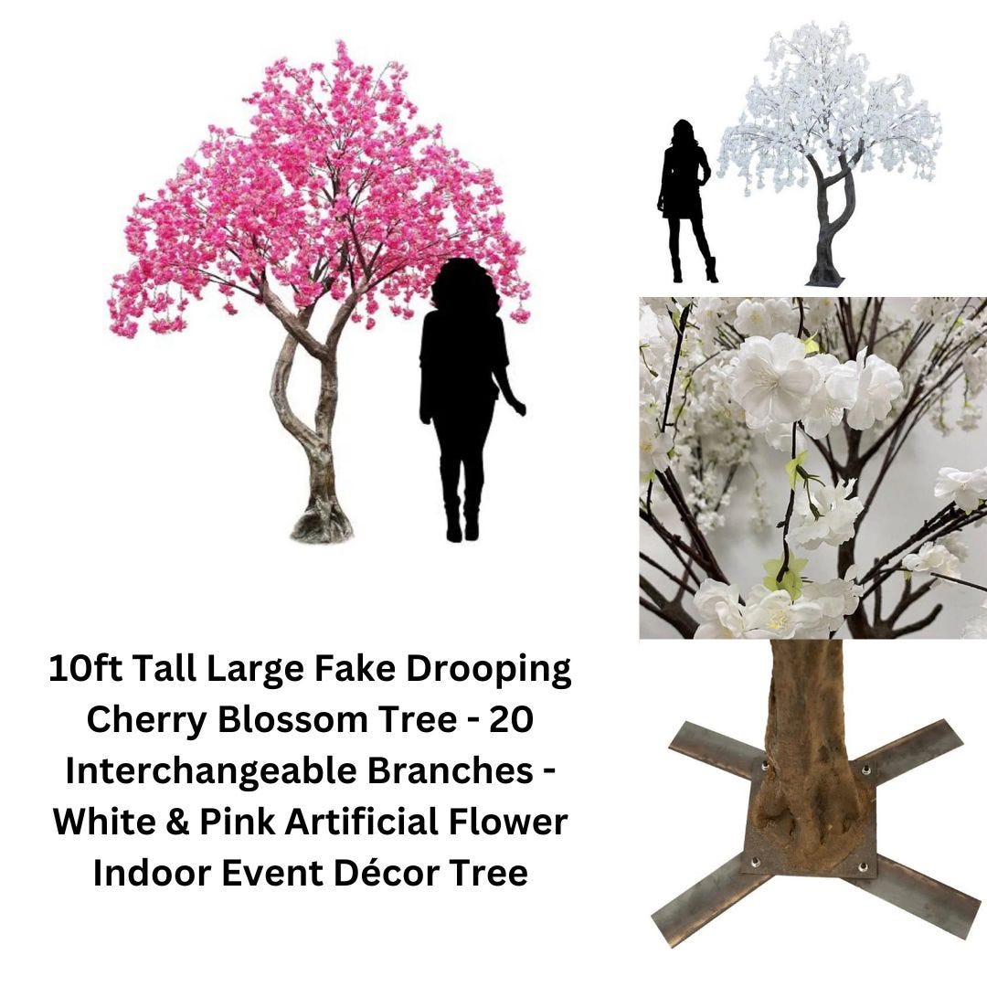 10ft Tall Large Fake Drooping Cherry Blossom Tree — 20 Interchangeable ...
