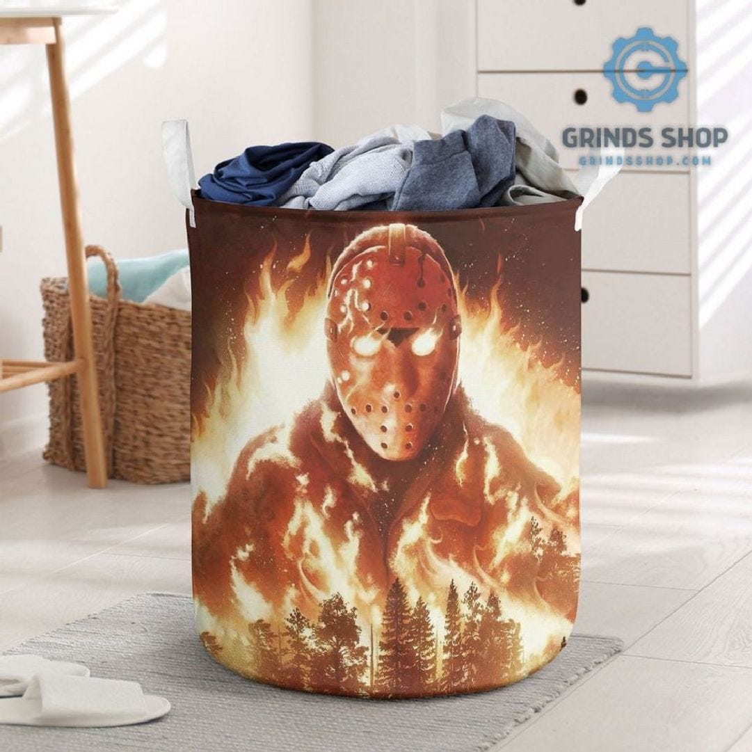 Jason Voorhees Fire Halloween Laundry Basket Decoration | by ...