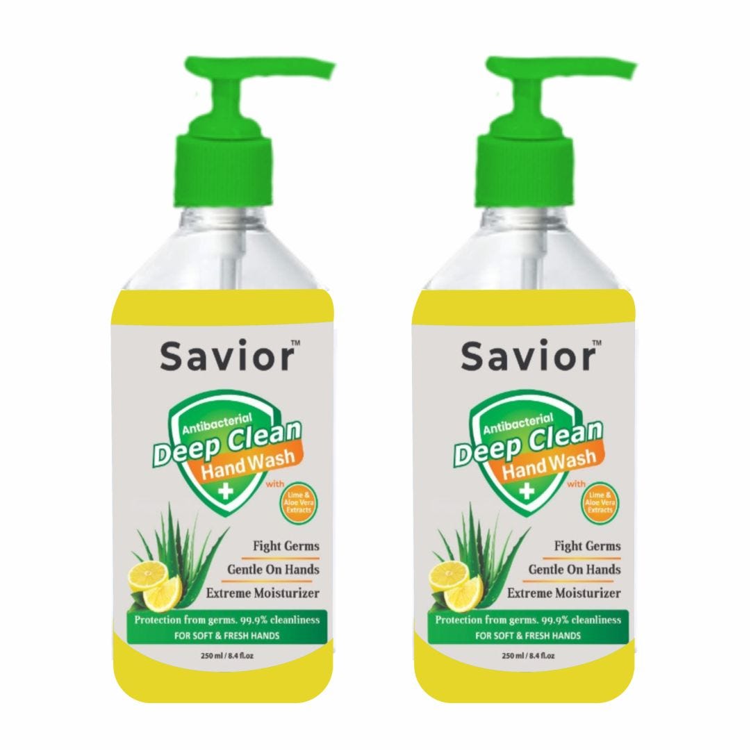 Savior Antibacterial Deep Clean Hand Wash-250ml (Combo Pack Of 2 ...
