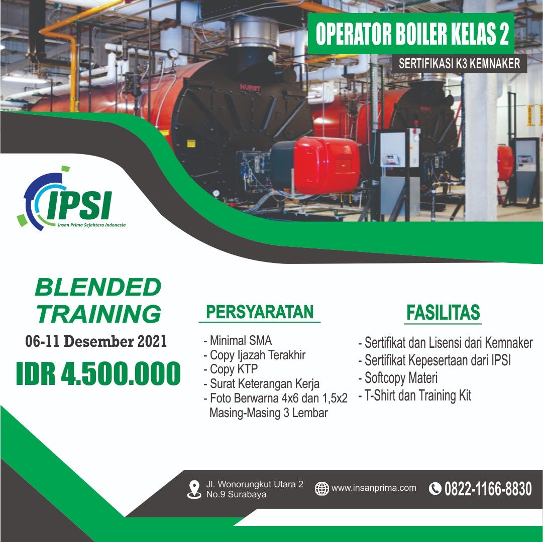 Operator Boiler Kelas 2 - Alatkeselamatankerjalistrik - Medium