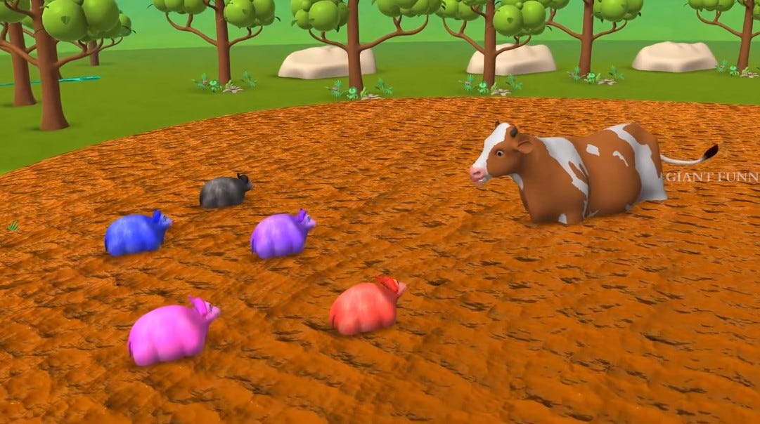 5 Colorful Buffaloes and Giant Cow Play in Mud! Funny Animals ...