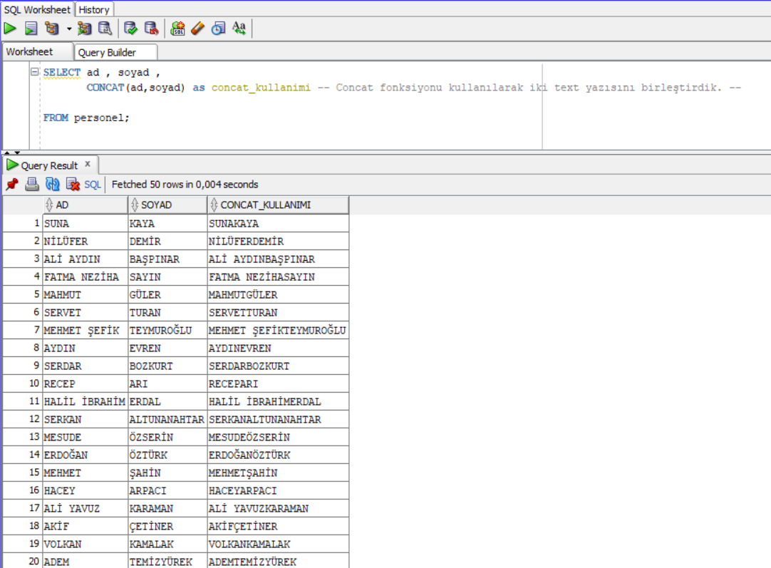 Oracle SQL’ de Karakter Fonksiyonları | by Bekir Tuğra Karabulut | Medium