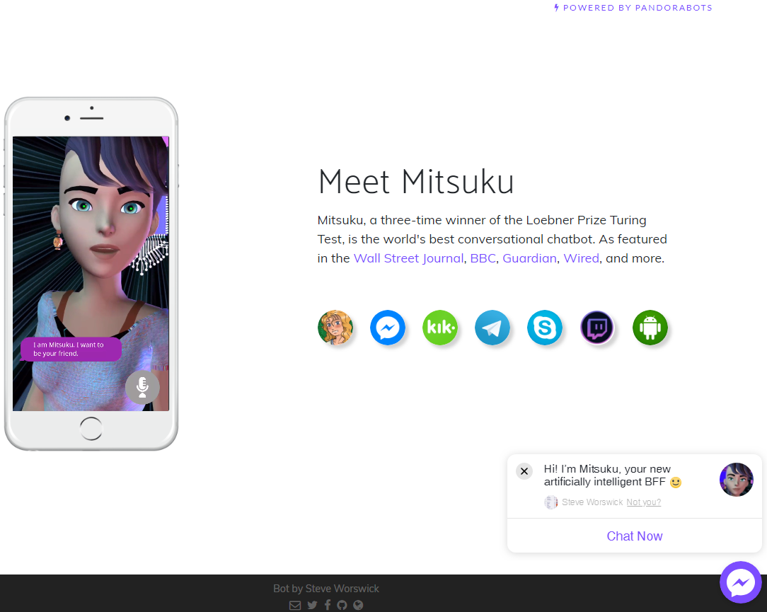 New Feature! Pandorabots Landing Page | by Steve Worswick | pandorabots ...