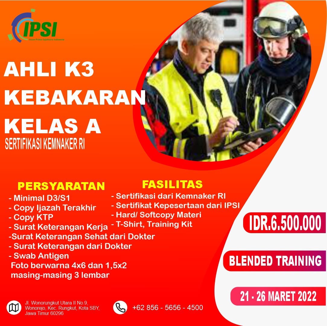 PELATIHAN AHLI K3 KEBAKARAN TERCEPAT, WA (0856-5656-4500), PELATIHAN AHLI K3 KEBAKARAN Klik ...