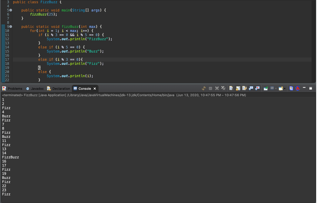 Fizz Buzz Implementation in Java. The Fizz Buzz problem is a simple… | by Jun Liang | Medium