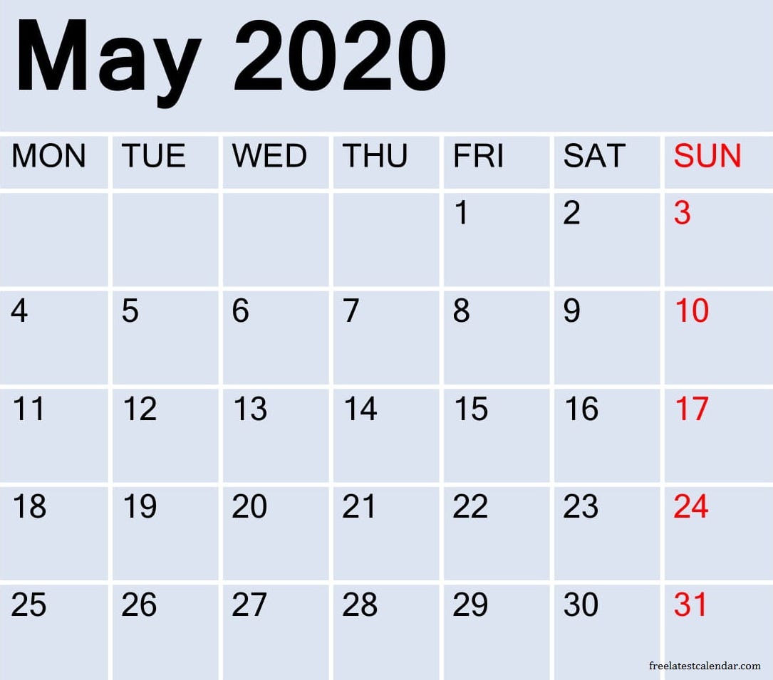 May 2020 Calendar Template. A schedule was presented so individuals ...