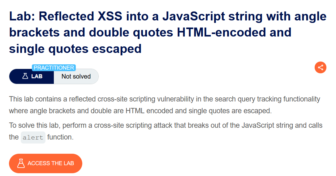 Lab: Reflected XSS into a JavaScript string with angle brackets and ...