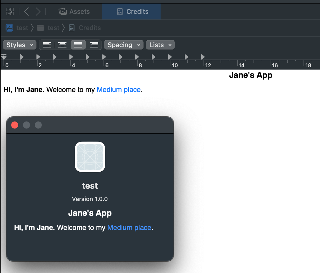 Xcode-在macOS 的Menu Item嵌入 About Panel - Wu.Jane - Medium