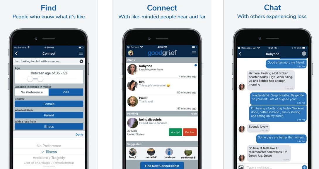 Goodgrief App — The Social Network For Loss on iOS, Android and the Web ...