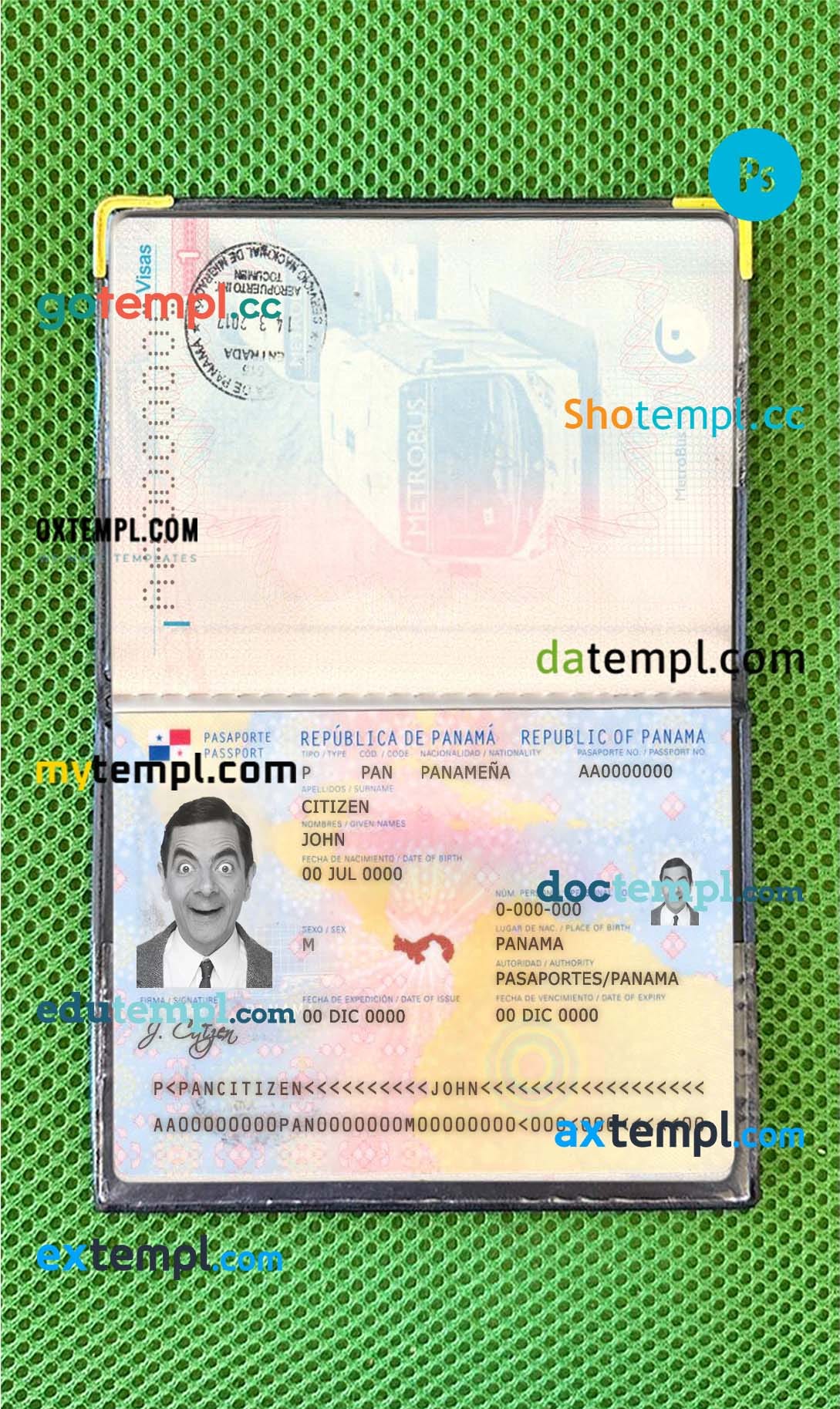 sample Panama passport PSDs, editable scan and photograghed picture ...
