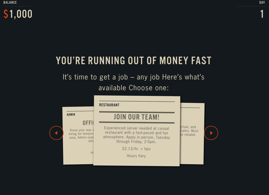 “Spent”: News game shows how minimum wage earners just can’t win | by ...