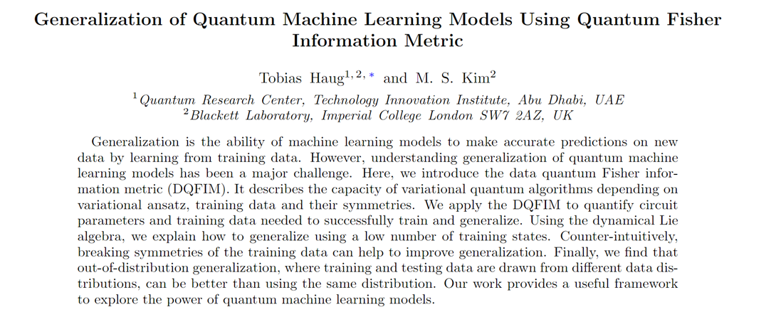 (DQFIM) — Generalization of Quantum Machine Learning Models Using Quantum Fisher Information ...
