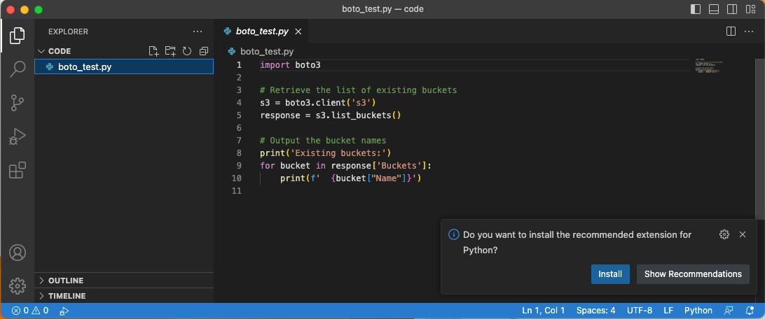 Use Visual Studio Code for CLI and Python tasks on AWS — part 3 — Boto3 | by Wojciech (Dogan ...