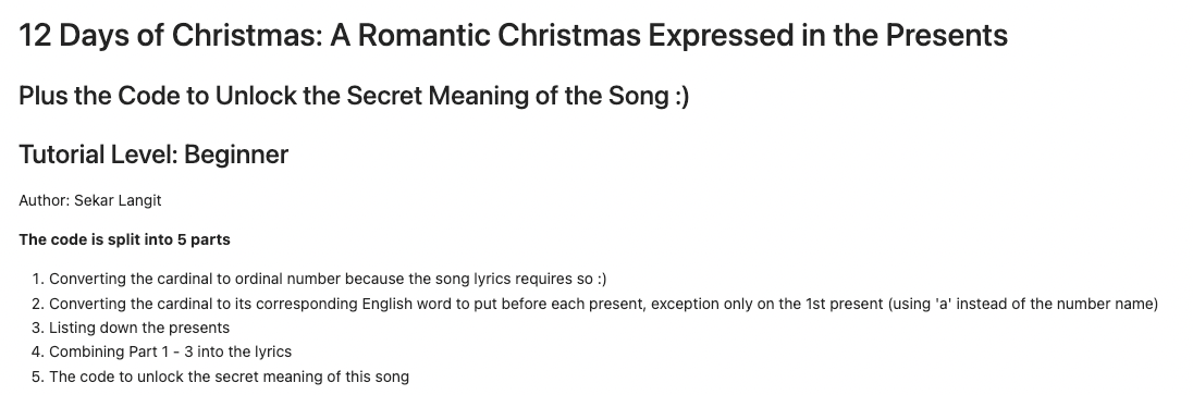 12 Days of Christmas in Python: A Tutorial | by Sekar Langit | Medium