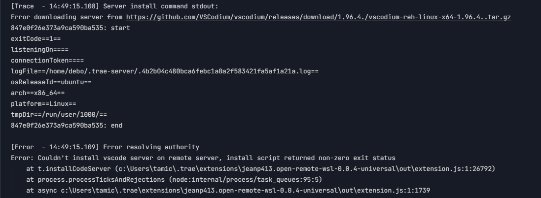 Trae AI & WSL2 - Couldn’t install vscode server on remote server | by Tamrat Mengistu | Medium