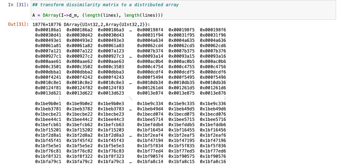 Computing Dissimilarity Scores on Long Time Use Sequences: Distributed Arrays in Julia | by ...