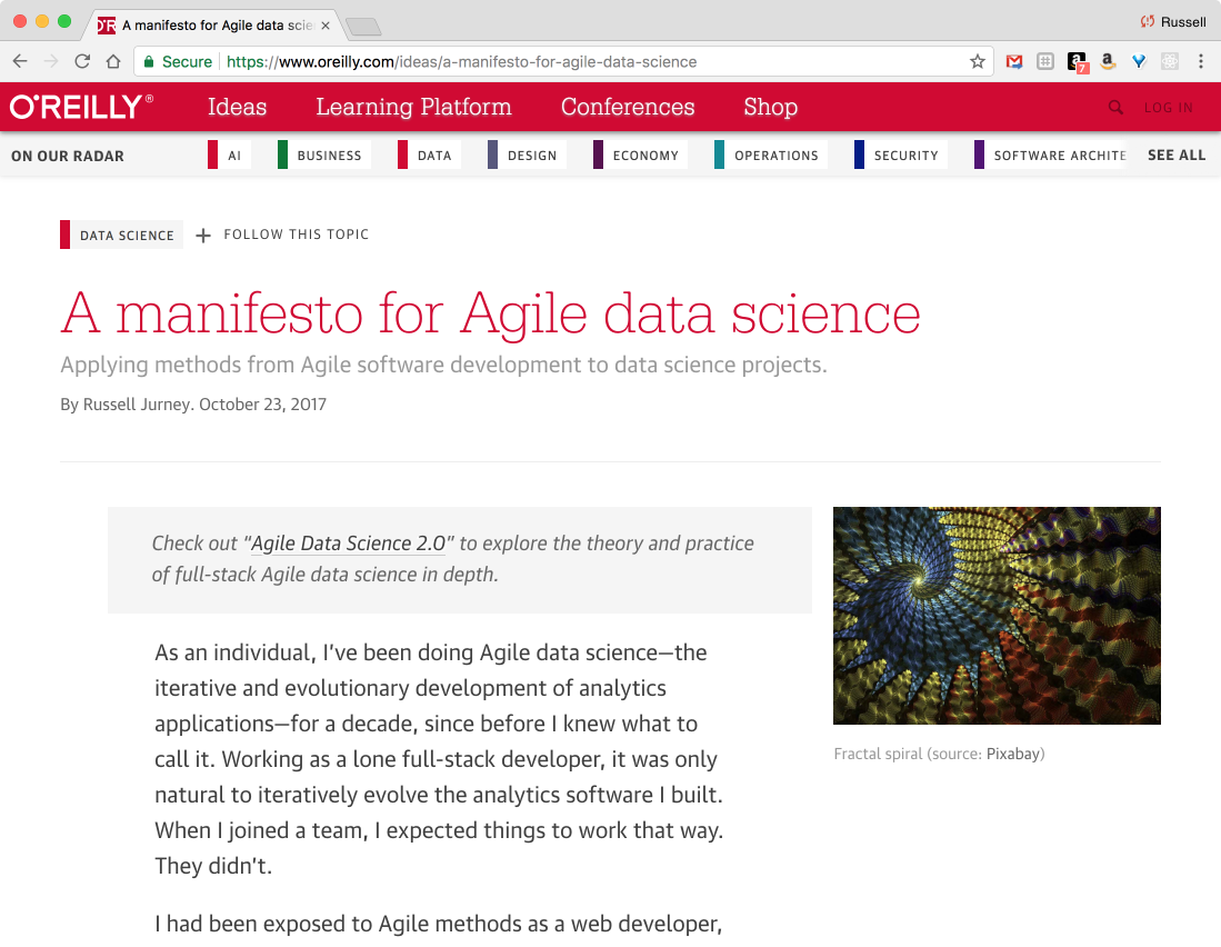 A Manifesto for Agile Data Science | by Russell Jurney | Data Syndrome Blog