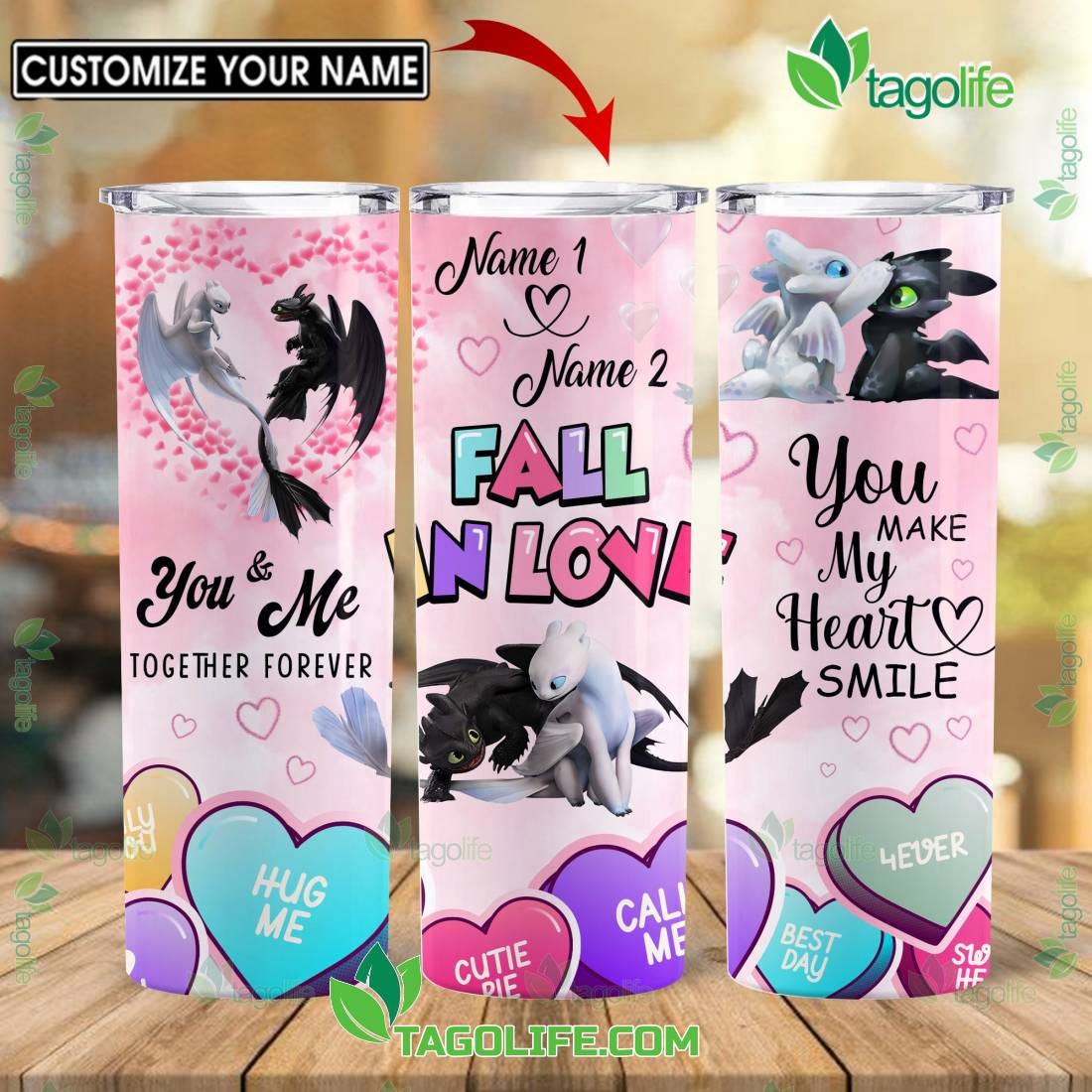 The Night Fury & Light Fury Fall in Love Personalized Skinny Tumbler ...