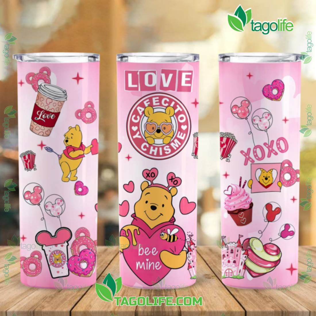 Poo Bear Love Cafecito Y Chisme Skinny Tumbler! Spice Up Your Coffee ...