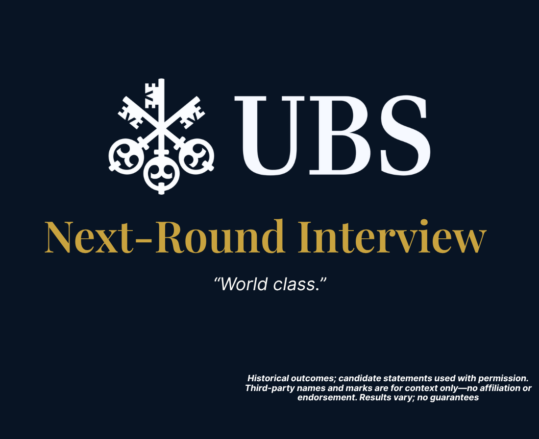 Case Study: UBS Global Banking (London) — Next‑Round Interview Secured ...