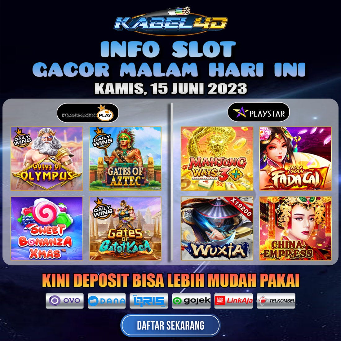 INFO SLOT GACOR MALAM INI : KAMIS, 15, JUNI, 2023 - KABEL4D - Medium