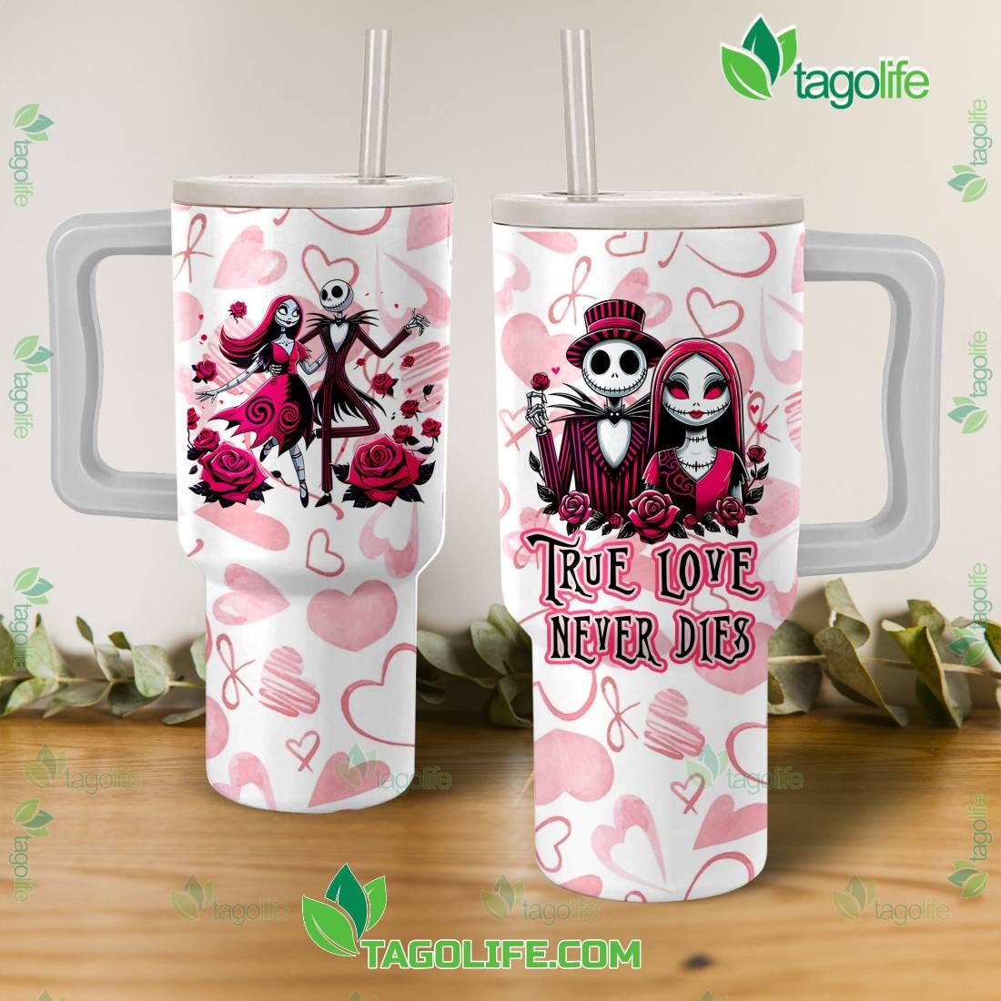 Jack And Sally Roses True Love Tumbler With Handle | by Free Style | Medium