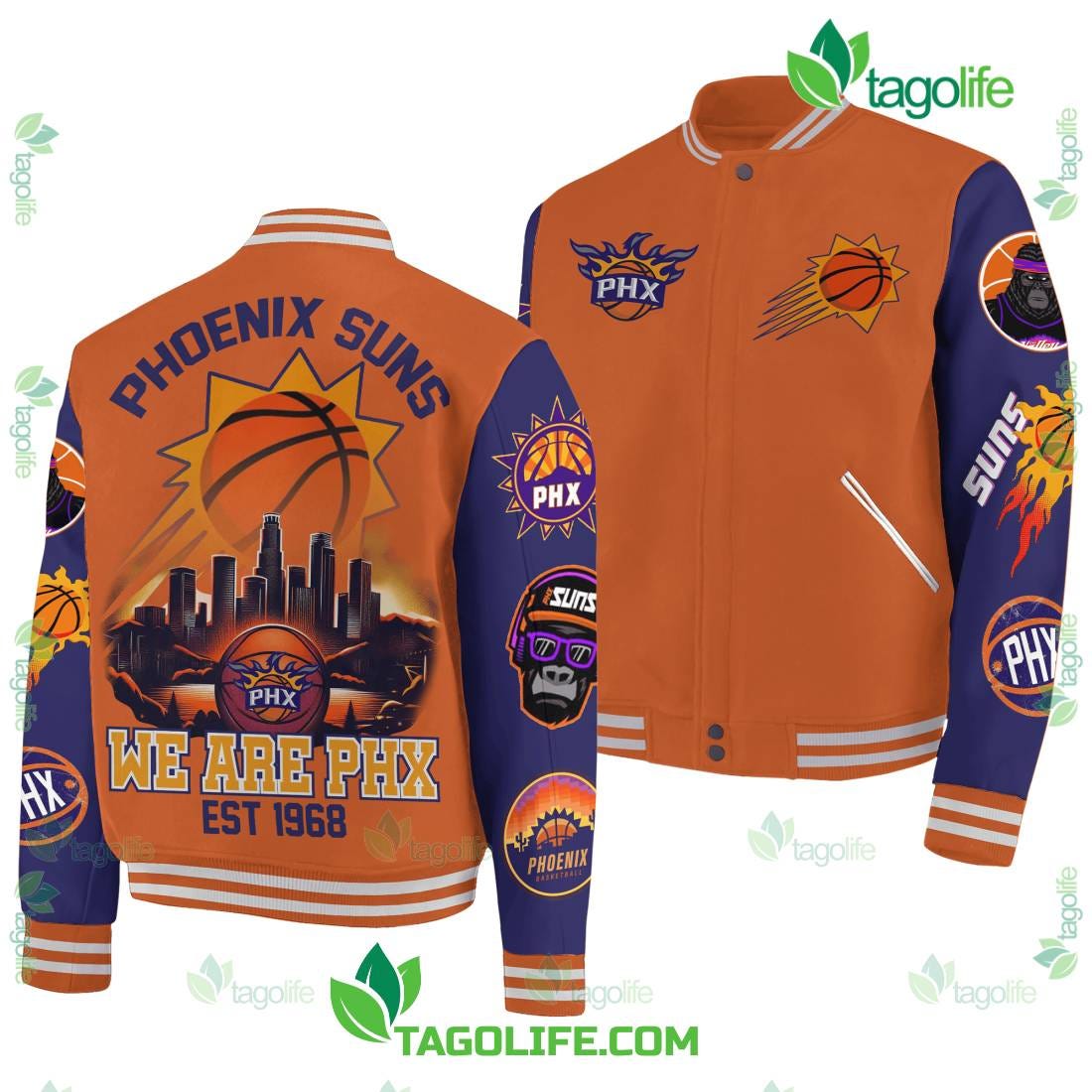 Iconic We Are The PHX slogan and Phoenix Suns Est 1968 Baseball Jacket ...