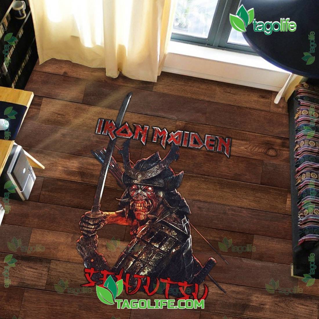 Iron Maiden Band Senjutsu Shape Rug Step into the realm of legendary ...