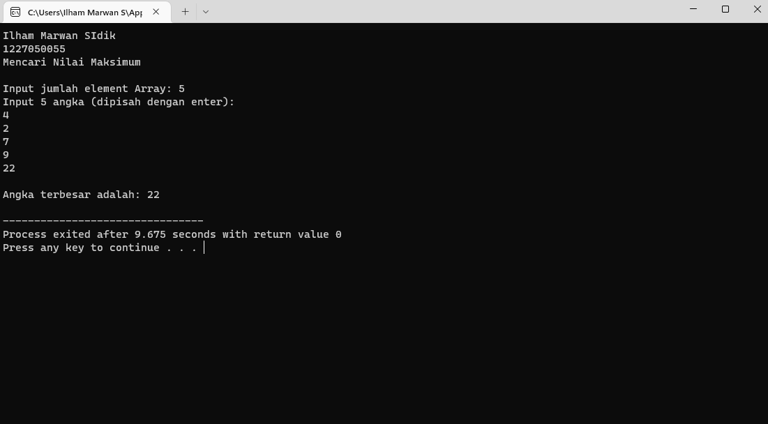 Tugas 5 Dasar Pemrograman. Oleh Ilham Marwan SIdik — 1227050055 | by Ilham Marwan Sidik | Medium