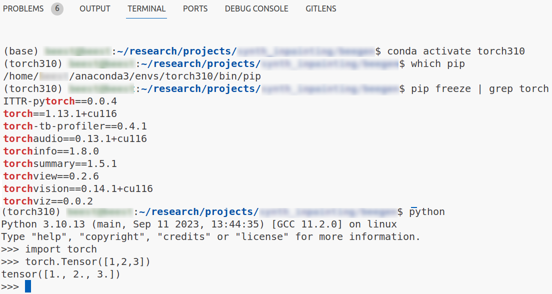 Installed torch in conda env and activated the env but got No module ... Installed torch in conda env and activated the env but got No module ...