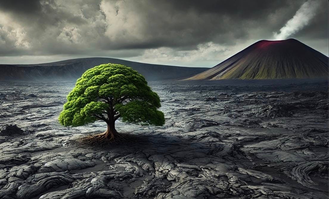 The Big Healthy Tree Upon an Erupted Volcano. | by Asa Davanka | Medium