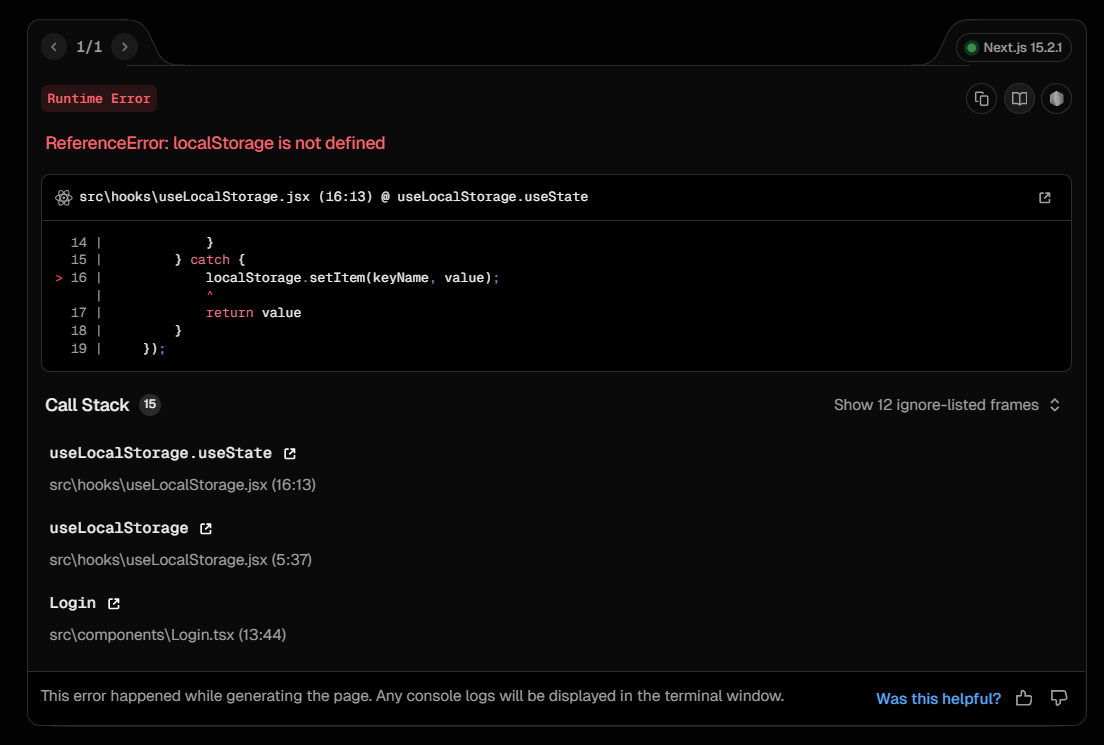 Fixing “localStorage is not defined” Error in React Custom Hooks | by Ollama AI | Medium