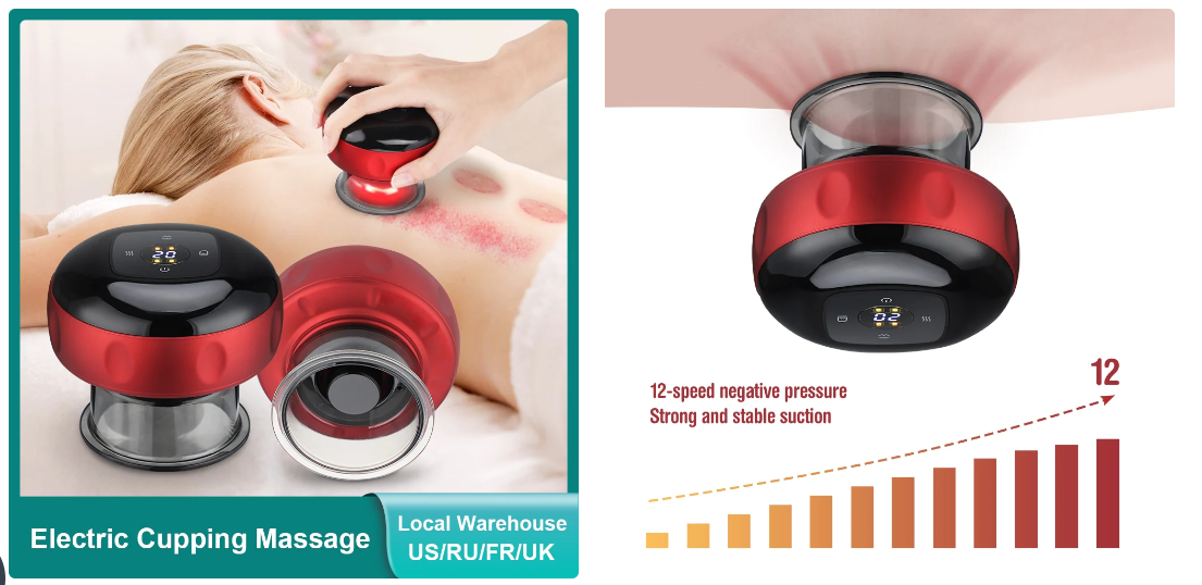 Electric Cupping Massager Vacuum Suction Cup Anti-Cellulite Treatment ...